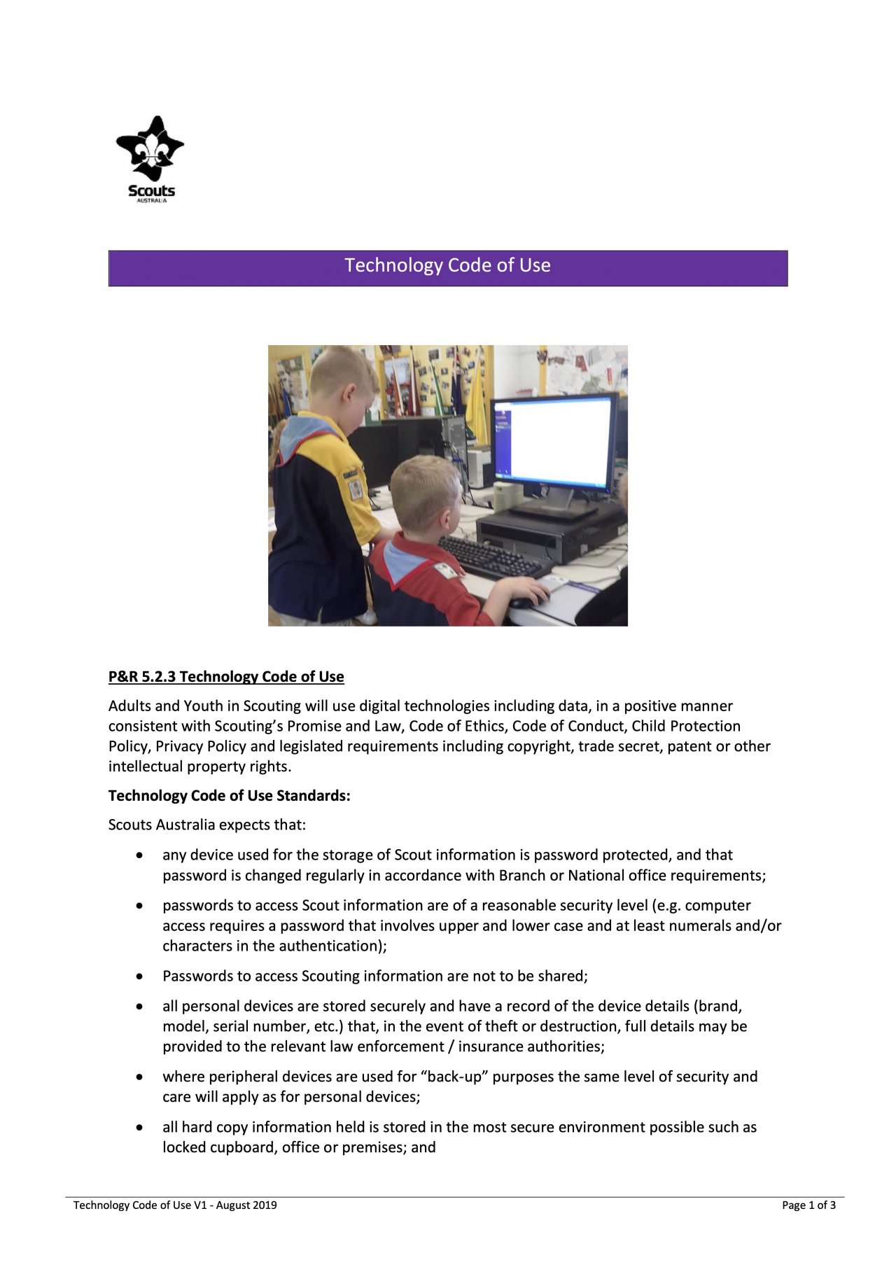 Technology Code of Use | Scouts Australia