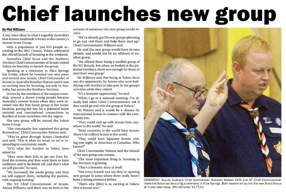 New Scout Group at Iconic Red Centre | Scouts Australia